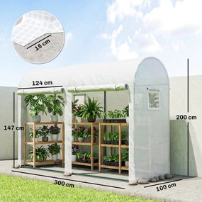 Zahradní skleník Outsunny, malý balkonový skleník s PE krytem a ocelovým rámem, rolovací dveře a okna, pro zeleninu a květiny, do interiéru i exterié…