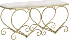Lavice Heart 105 cm samet zlatá/krémová