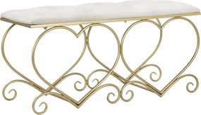 Lavice Heart 105 cm samet zlatá/krémová