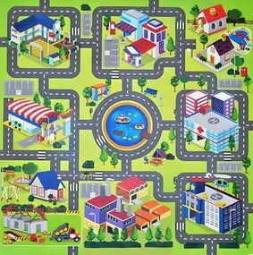 Pěnové puzzle Město / Pěnové puzzle / 9 dílků / 92 x 92 cm