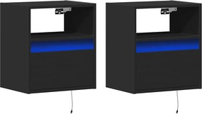 Nástěnné noční stolky s LED osvětlením 2 ks černé 3307978