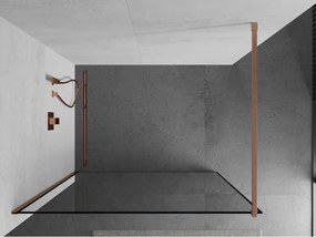 Mexen Kioto, sprchová zástěna Walk-In 70 x 200 cm, 8mm čiré sklo černý vzor, ​​měděný matný profil, 800-070-101-65-70
