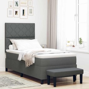 Postel s boxspringem s čelo Tmavě šedá 90 x 190 cm textil 3344108