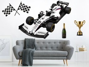 Bílá formule F1 textilní přelepitelná samolepka na zeď arch 75 x 55 cm