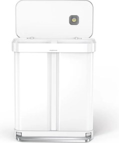 Bílý ocelový odpadkový koš 34+24 l na tříděný odpad/nášlapný Dual – simplehuman