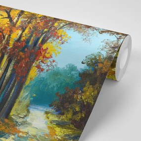 Samolepící tapeta malované stromy v barvách podzimu