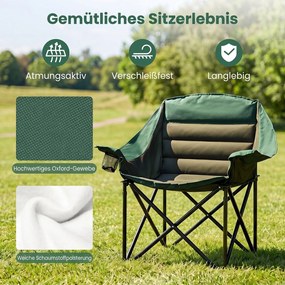 Costway Sada 2 kempingových židlí, skládací kempingové židle s – zelený