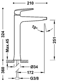 TRES FUJI jednopáková umyvadlová baterie, zvýšená 32,4 cm, chrom Tr_28180301