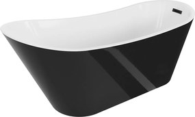 Mexen Alta, volně stojící vana 170 x 75 cm + černá odtoková zátka a přepadový otvor, černá - bílá, 52141707575-B