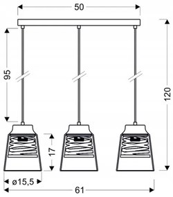 Lustr na lanku FRESNO 3xE27/60W/230V
