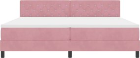 Postel s boxspringem s matrací s čelo Růžová 200 x 200 cm samet 3339133