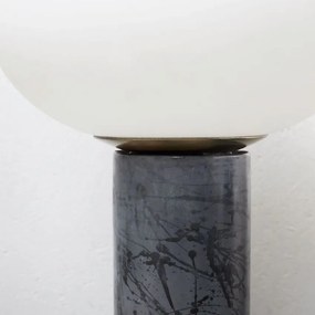 House Doctor Bílá skleněná stolní lampa Opal 45 cm s keramickým podstavcem