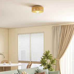HOMCOM Stropní svítidlo, boho stropní lampa s objímkou G9 LED, kulaté stínítko z konopného provazu
