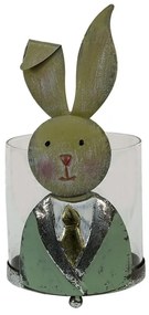Svícen na čajovku s králíčkem v saku - 11*10*22 cm