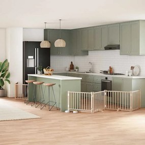 Zábrana pro psy s dvířky skládací 10 panelů 800 cm topol 3155723