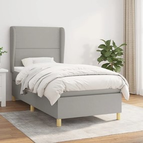 Box spring postel s matrací světle šedý 100 x 200 cm textil 3128421