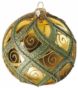 Vánoční koule zeleno - zlatá