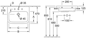 Villeroy & Boch ARCHITECTURA - Umyvadlo, 600x470x180 mm, s přepadem, bílá alpin 41886G01