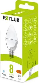 RETLUX RLL 431 C37 E14 candle / 8W / 720 lm / 6500K - denní bílá
