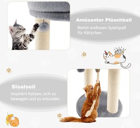 Costway Cat Tree Cat škrabadlo s měkkým sedákem sisalová věž pro kočky šedé