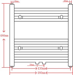 vidaXL Černý žebříkový radiátor na ručníky rovný ústřední topení 480 x 480 mm [141888] Barva: Šedá