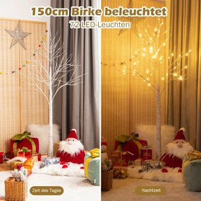 Costway 150 cm LED světelný strom bříza s teplými bílými LED světly
