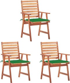 vidaXL Zahradní jídelní židle s poduškami 3 ks masivní akáciové dřevo [3064352] Barva: krémová