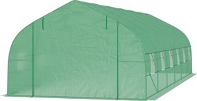 Outsunny Zahradní Greenhouse Tunel 8x3x2 m se 12 Okny a Rolovacím Dveřmi pro Pěstování Rostlin Rajčat a Zeleniny - Ocel a PE 140 g/m² Zelená