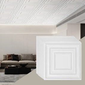 Stropní dlaždice 12-balení 24 × 24 V PVC Snadná instalace Bílý kolíkový vzor