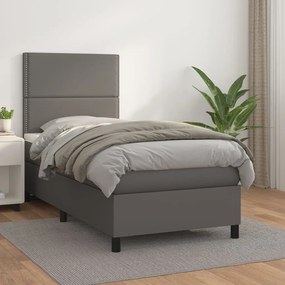 vidaXL Box spring postel s matrací 80 x 200 cm umělá kůže [3142754] Barva: Šedá