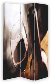 Ozdobný paraván Láhev vína - 110x170 cm, třídílný, klasický paraván