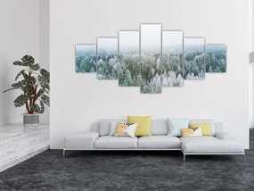 Obraz - Zasněžené vrcholky lesů (210x100 cm)