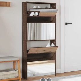 Botník se zrcadlem 4patrový hnědý dub 63 x 17 x 134 cm 3228279
