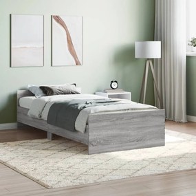 Rám postele šedý sonoma 100 x 200 cm kompozitní dřevo - Default Title