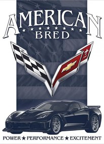 Plechová cedule Corvette - American Bred 40 cm x 32 cm
