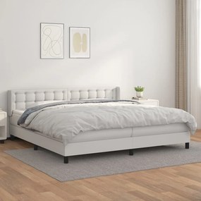 Box spring postel s matrací bílá 200x200 cm umělá kůže,  3130800
