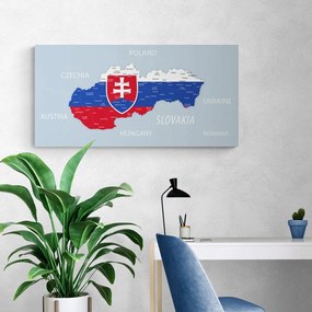 Obraz mapa Slovenska se státním znakem a okolními státy