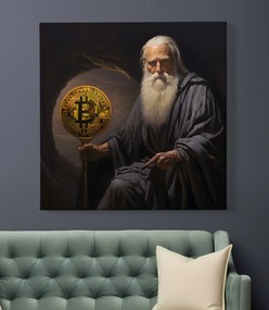 Obraz na plátně - Bitcoin strážce s žezlem FeelHappy.cz Velikost obrazu: 120 x 120 cm