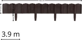Sada 5 ks zahradních palisád Linea 390 cm hnědá