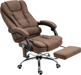 Vinsetto Masážní a Hřejivá Kancelářská Židle Ergonomická Kancelářská Židle S Nastavitelnou Výškou Sklopné Zádové Opěrky S Odkládacím Podnožím + Integ…