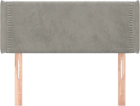 Čelo postele typu ušák světle šedé 103x16x78/88 cm samet 3118670
