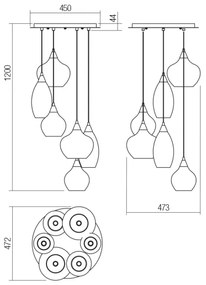 Redo 01-3194 - Lustr na lanku TANNER 6xE14/28W/230V pr. 47,2 cm