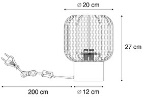 Japandi stolní lampa zlatá s béžovým stínidlem - Pluni