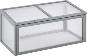 Outsunny skleník s krytem, odolný proti povětrnostním vlivům, ze dřeva a polykarbonátu, šedý, 90x46x40cm| Aosom
