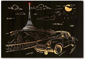 Li-Go "Škoda MB" světelný obraz 230V 100x70cm provedení povrchu: dub