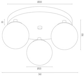 Argon 6290 - Stropní svítidlo FABIO 3xE14/7W/230V alabastr zlatá
