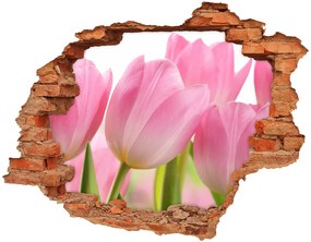 Wallmuralia Samolepící díra nálepka Růžové tulipány 90x70 cm
