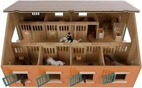 KIDS GLOBE Stáj pro koně 1:24 se 7 boxy / Dřevěná stavebnice / od 3 le