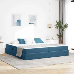 Postel s úložným prostorem a matrací Tmavě modrá 200 x 200 cm 3399746