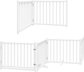 Zábrana pro psy s dvířky skládací 6 panelů bílá 480 cm topol 3155729